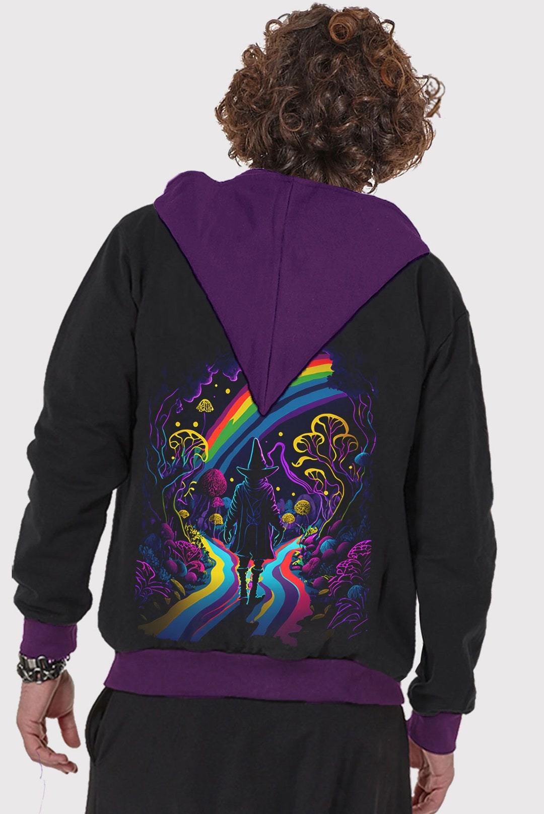 Mens Jacket With Print Wizard in the Woods /hippie Hoodie/psy Trance ...