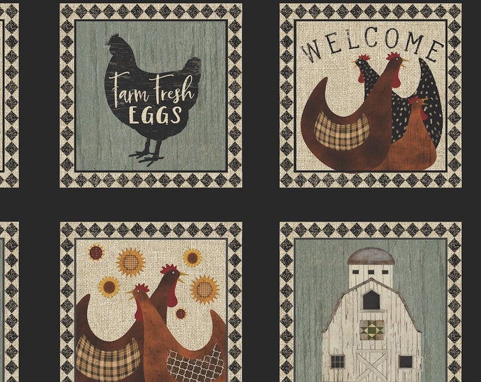 Benartex Roost Chicken Panel 24 X 43 100% Cotton Fabric by Beth Albert ...