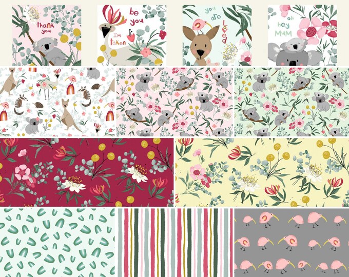 Aussie Friends Fat Quarter Bundle of 8 Panel 100% Quilters Cotton ...