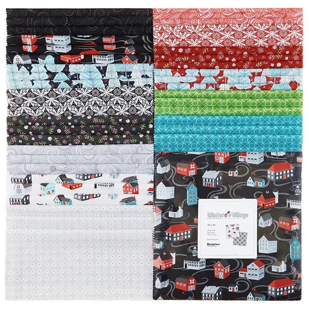 Amanda Murphy Winter Village ~ Pre-cut Layer Cake of 42 ~ 10" Squares ...