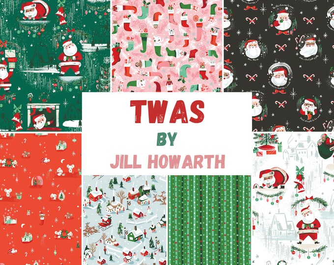 Jill Howarth Twas Half Yard Bundle of 7 Prints ~ 100% Cotton Fabric by ...