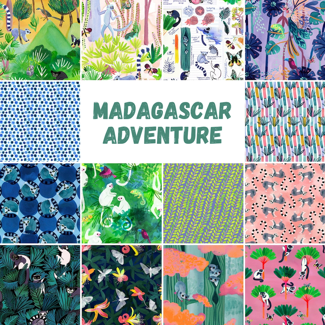 Lemur Fabric ~ Katy Tanis Madagascar Adventure by Freespirit Fabrics ...