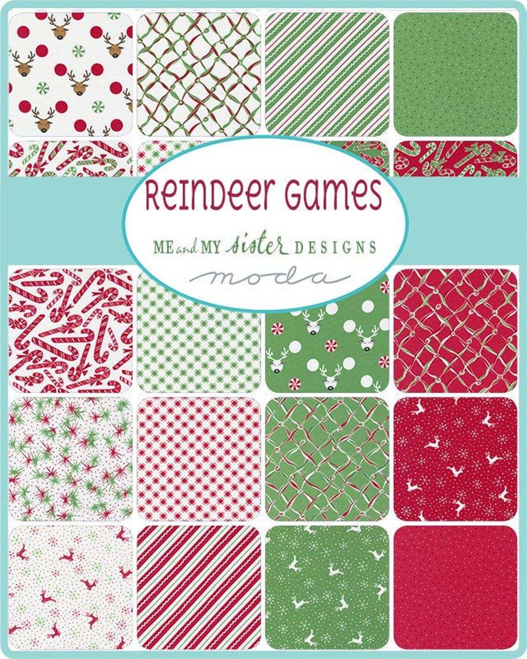Moda Reindeer Games Jelly Roll 2.5 Strips Me and My Sister Designs 100% ...