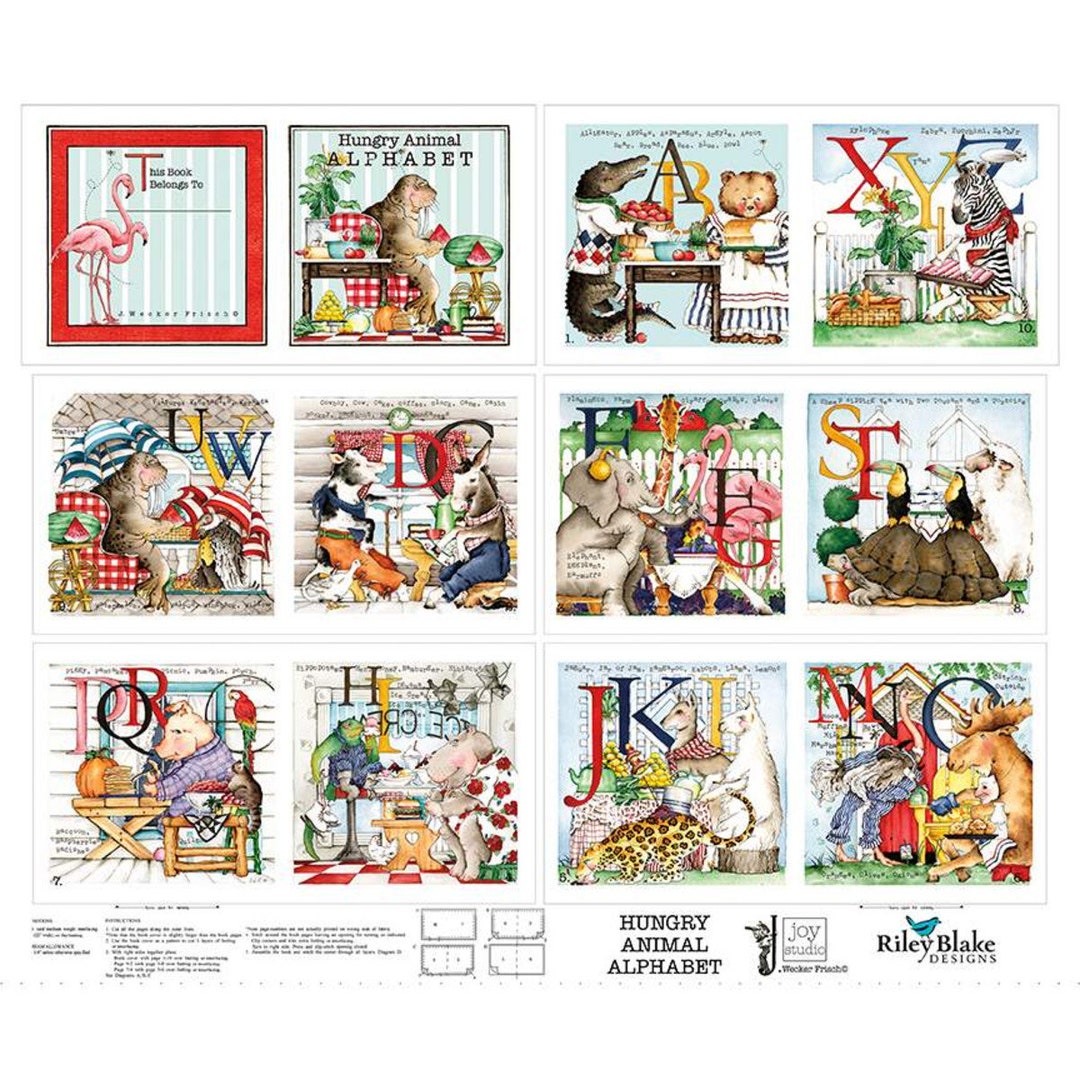 Riley Blake Hungry Animal Alphabet Soft Book Panel 100% Cotton Fabric ...