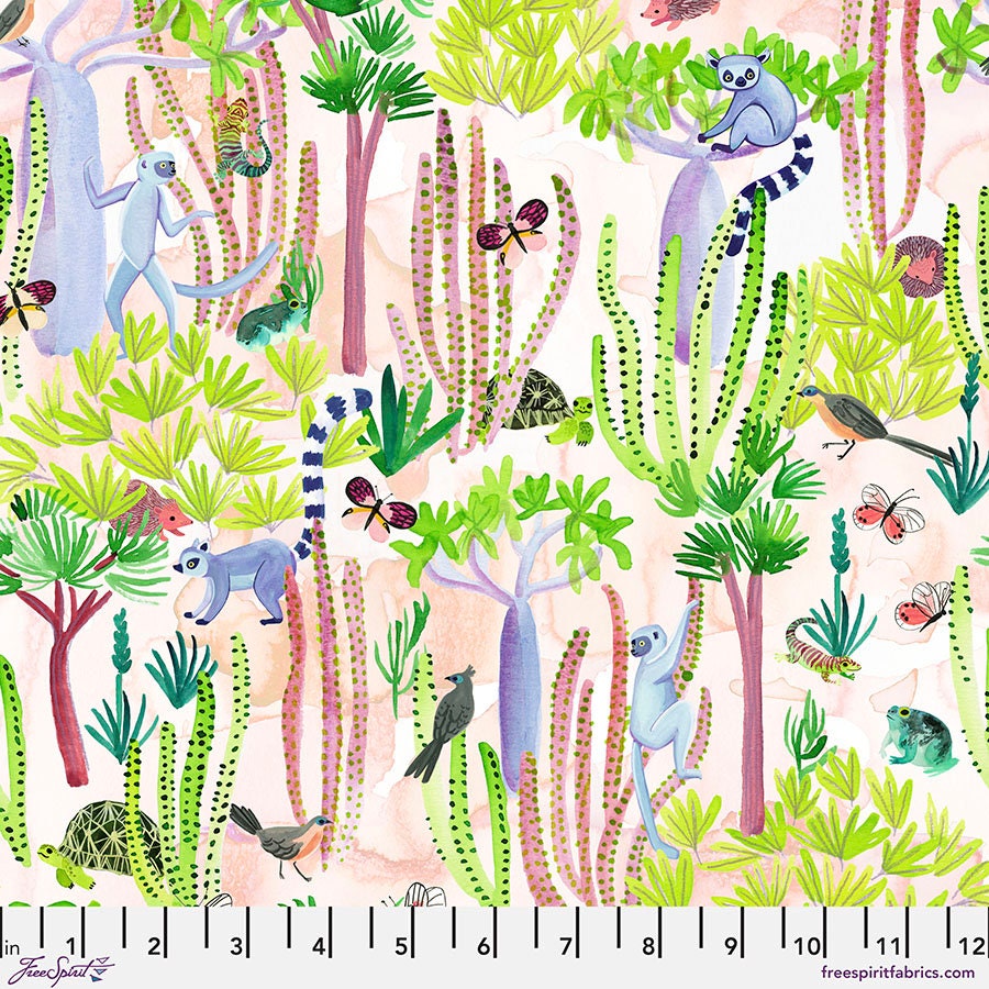 Lemur Fabric ~ Katy Tanis Madagascar Adventure by Freespirit Fabrics ...