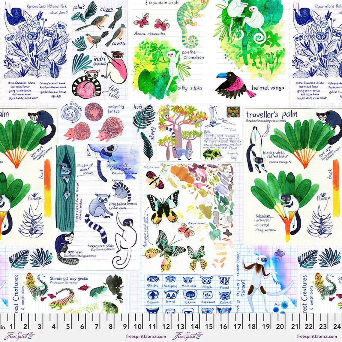 Lemur Fabric ~ Katy Tanis Madagascar Adventure by Freespirit Fabrics ...
