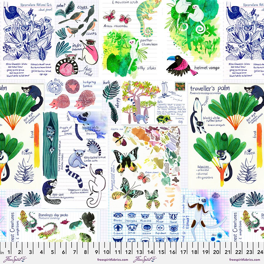 Lemur Fabric ~ Katy Tanis Madagascar Adventure by Freespirit Fabrics ...