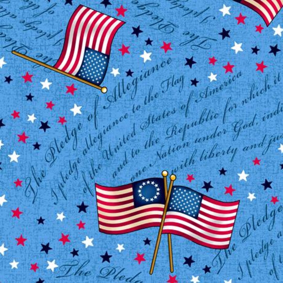Long May She Wave ~ Flag Toss on Pledge of Allegiance Blue ~ 100% ...