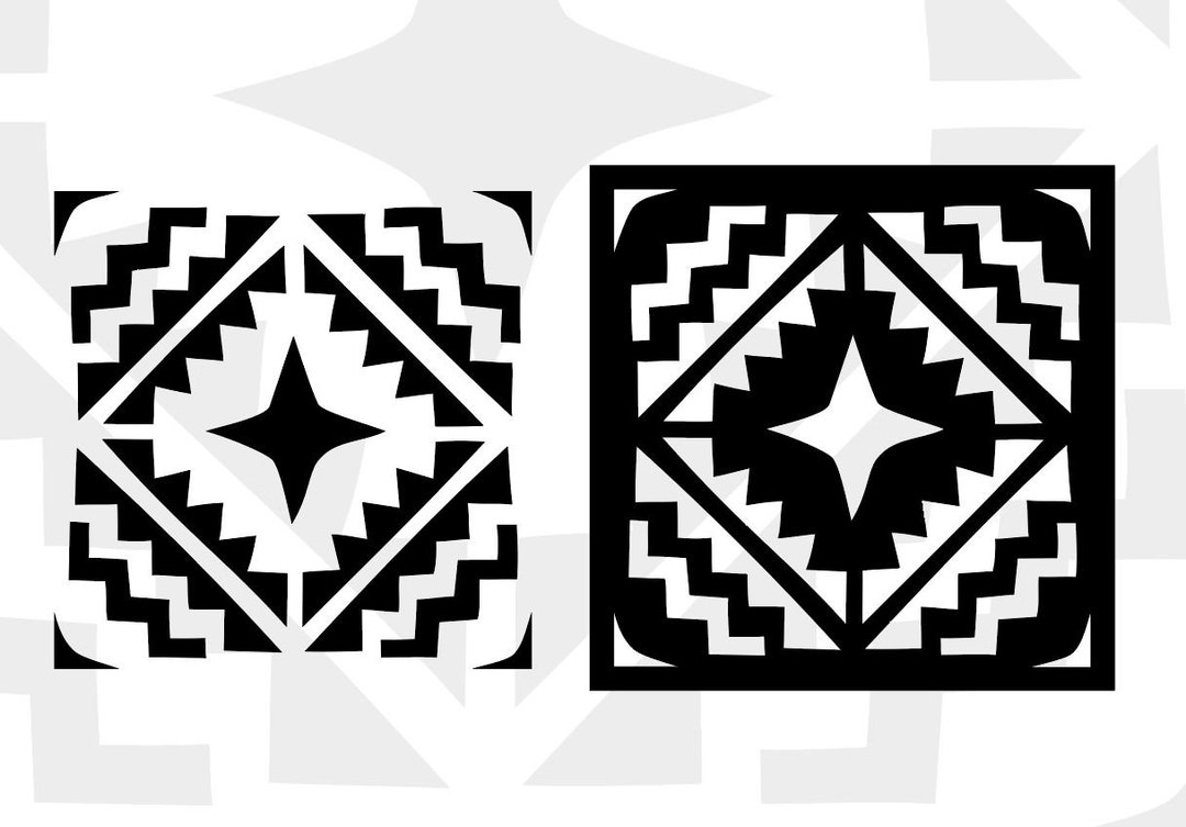 Aztec Tile Stencil Hand Drawn DOWNLOAD SVG - Geometric Tile Template ...