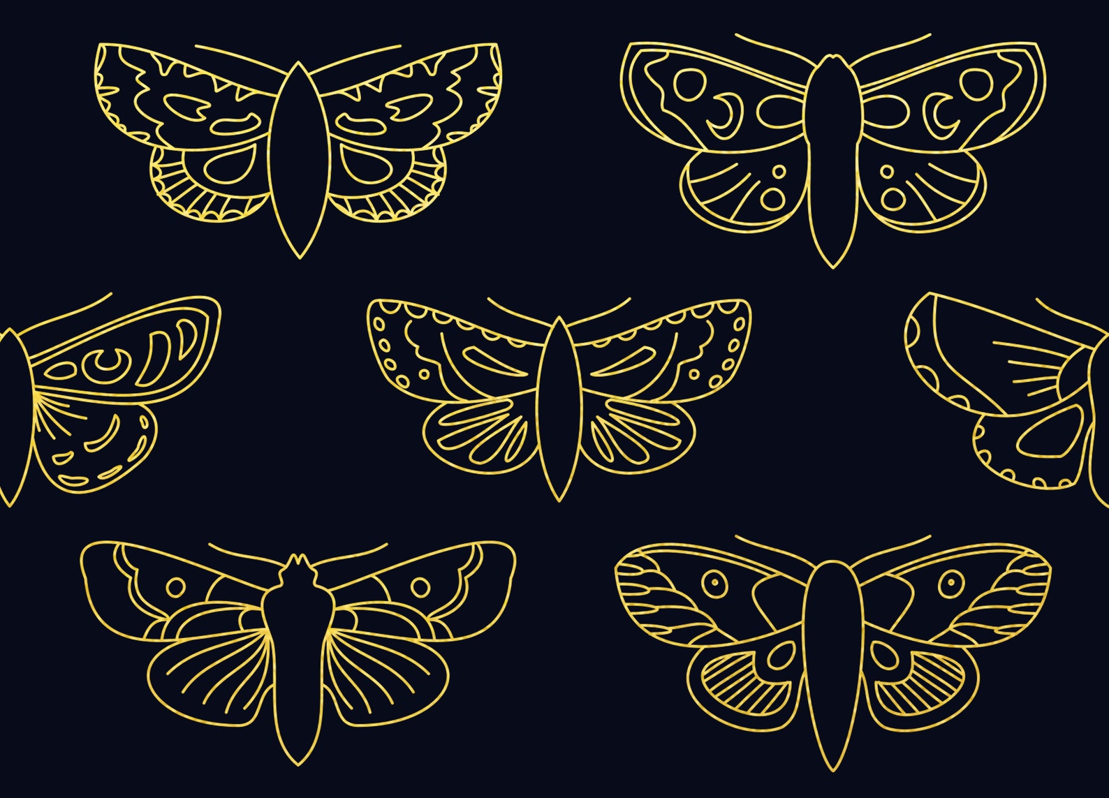 Single Line Moths SVG Foil Quill Moth Bundle | Etsy