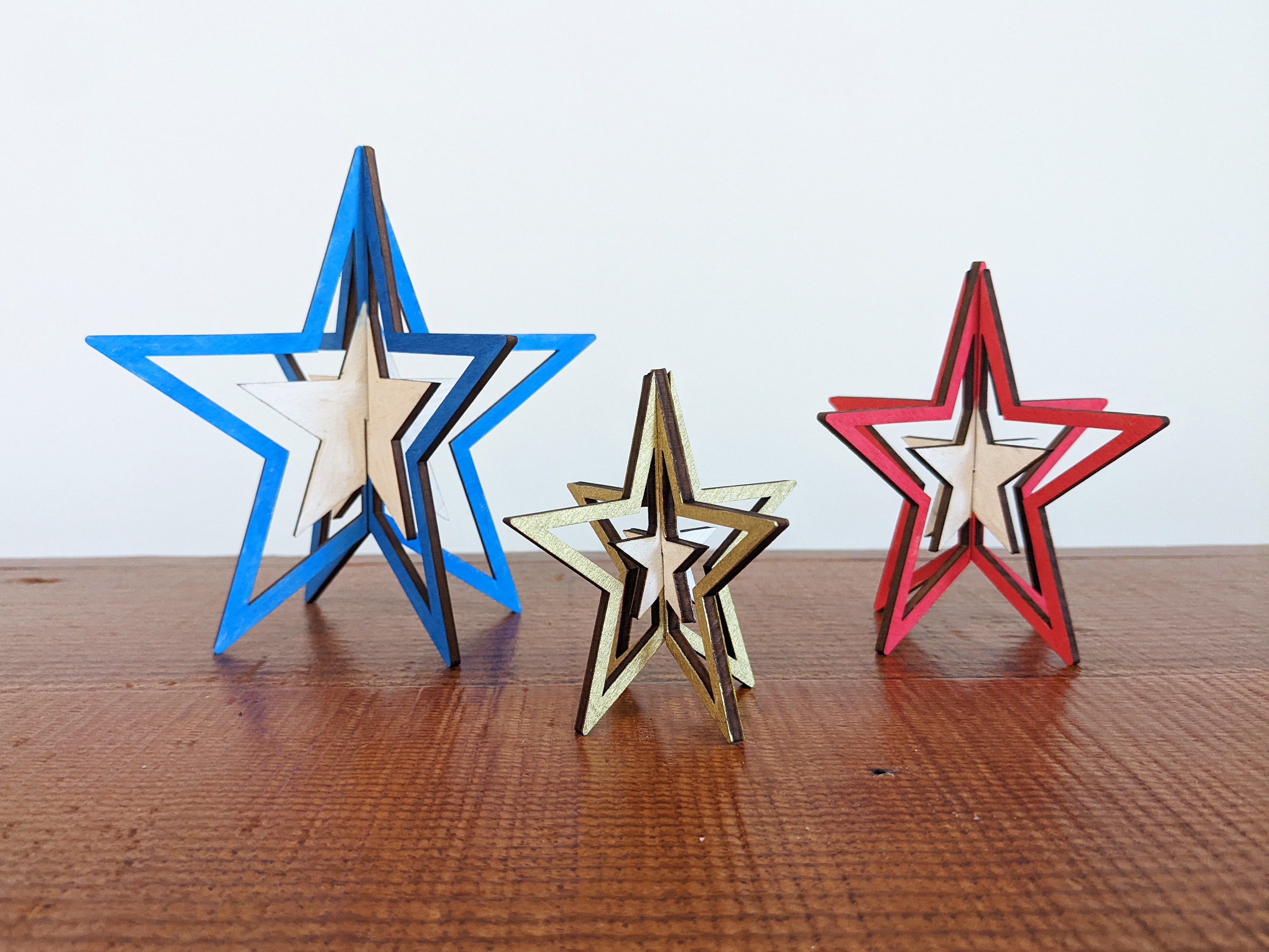 3D Star Laser Files - Cut File July 4 Decor SVG - Glowforge Project - Etsy