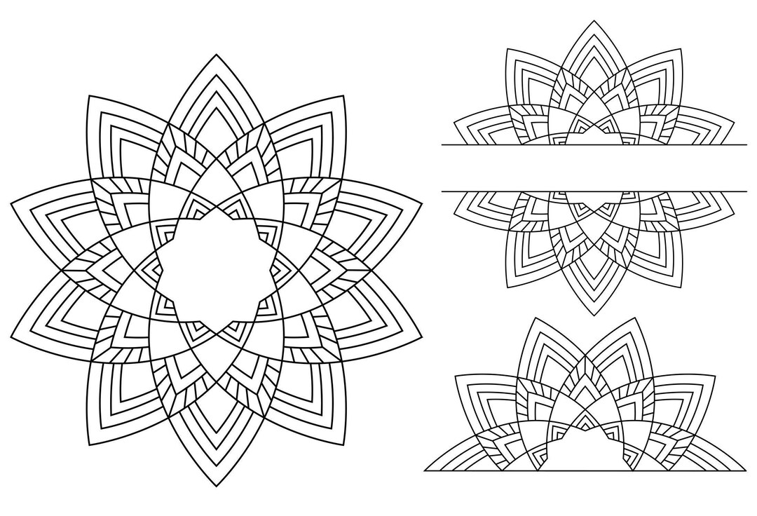 Mandala Line Art SVG - Foil Quill Mandala SVG - Half Mandala Split ...