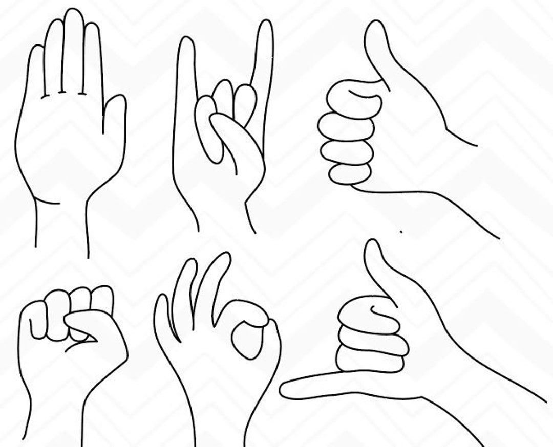 Hand Signals SVG Bundle - Foil Quill Sign Language SVG - Single Line ...