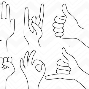 Hand Signals SVG Bundle - Foil Quill Sign Language SVG - Single Line ...