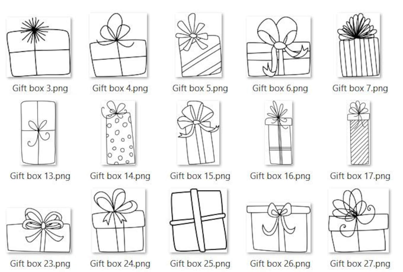 Monoline Gift Box Clipart PNG Foil Quill Birthday Presents - Etsy