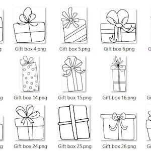 Monoline Gift Box Clipart PNG - Foil Quill Birthday Presents SVG ...