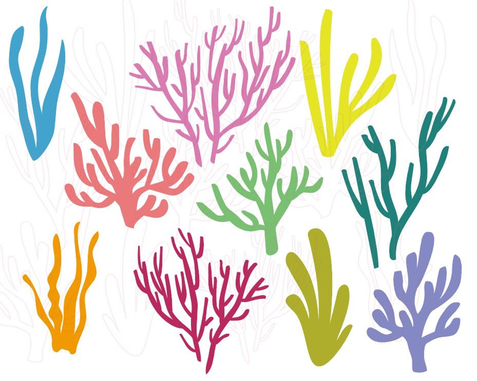Coral and Seaweed SVG Bundle: Underwater Cut Files (digital Download ...