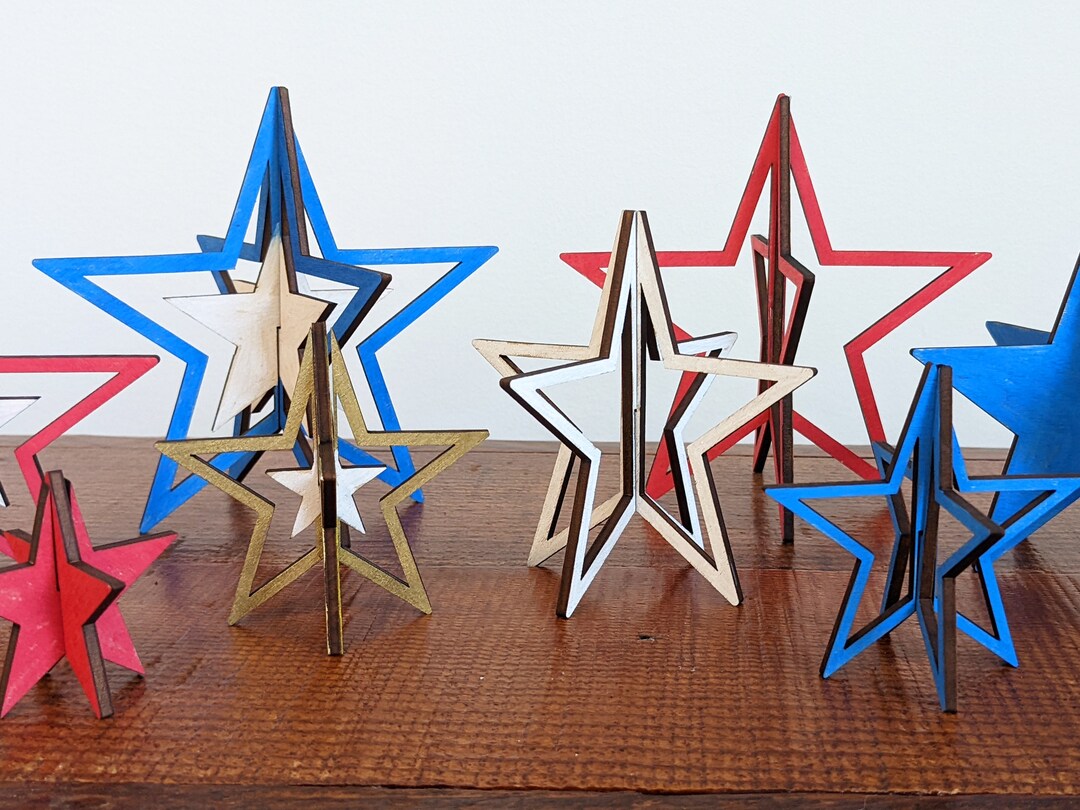 3D Star Laser Files - Cut File July 4 Decor SVG - Glowforge Project - Etsy