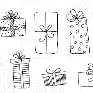 Monoline Gift Box Clipart PNG - Foil Quill Birthday Presents SVG ...