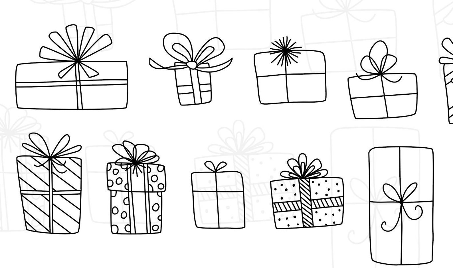 Monoline Gift Box Clipart PNG Foil Quill Birthday Presents - Etsy