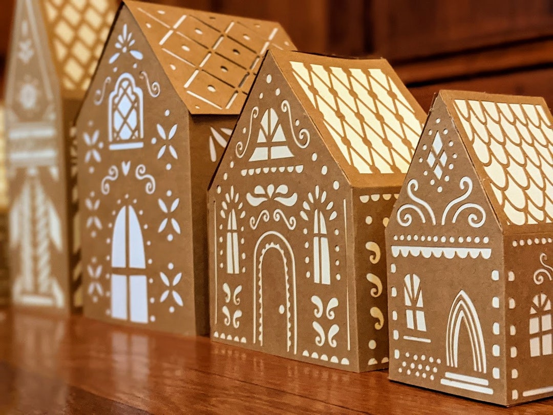 3D Paper Gingerbread House Village SVG: Christmas Town Decor (digital ...