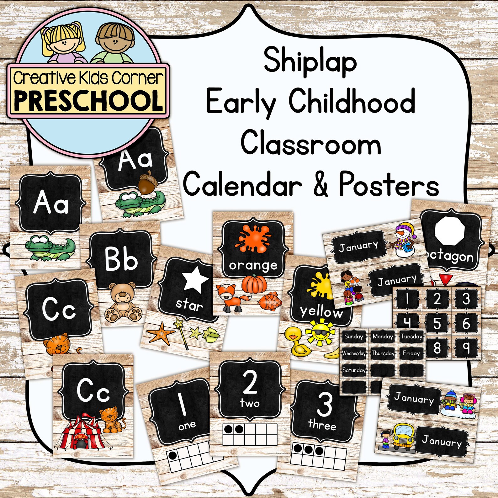 Shiplap Early Childhood Classroom Calendar & Posters {preschool ...