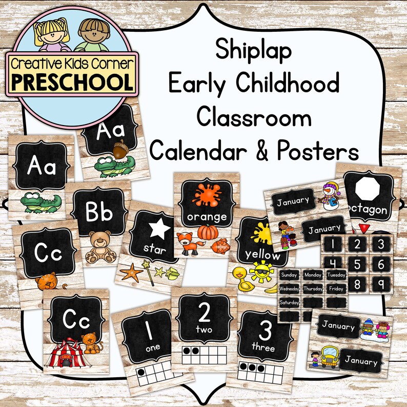 Shiplap Early Childhood Classroom Calendar & Posters {preschool ...
