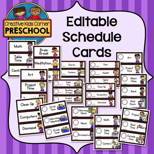Editable Schedule Cards educational Resource - Etsy