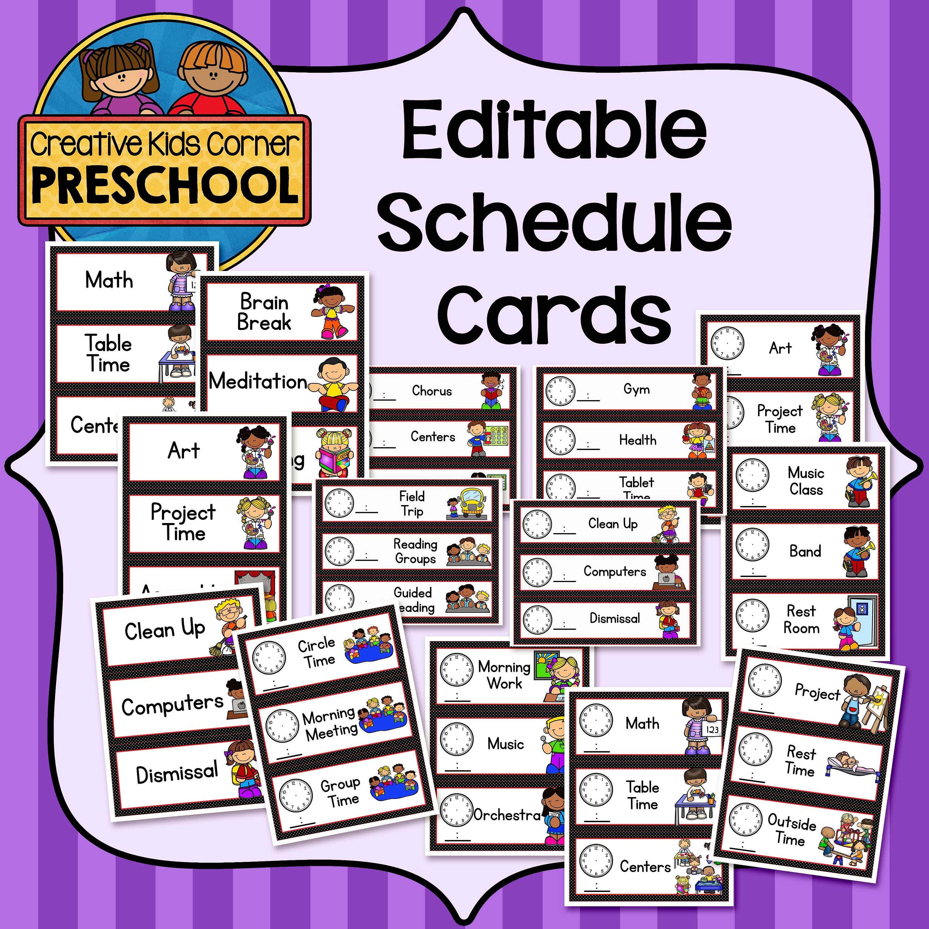 Editable Schedule Cards {educational Resource} - Etsy