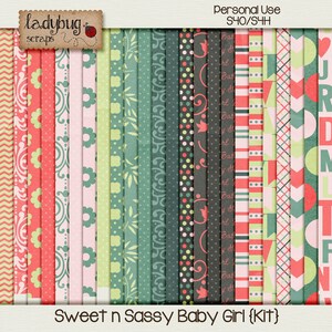 Sweet N Sassy Baby Girl {digital Scrapbooking Kit} - Etsy