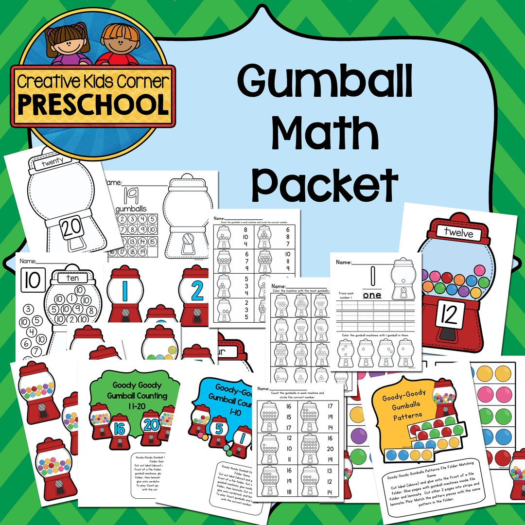 Gumball Math Packet {preschool & Kindergarten Educational Resource ...