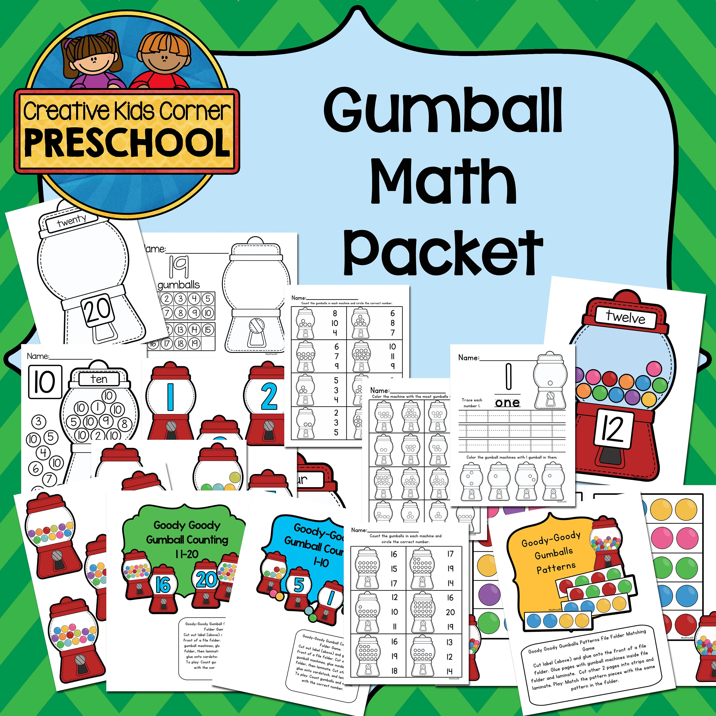 Gumball Math Packet {preschool & Kindergarten Educational Resource ...