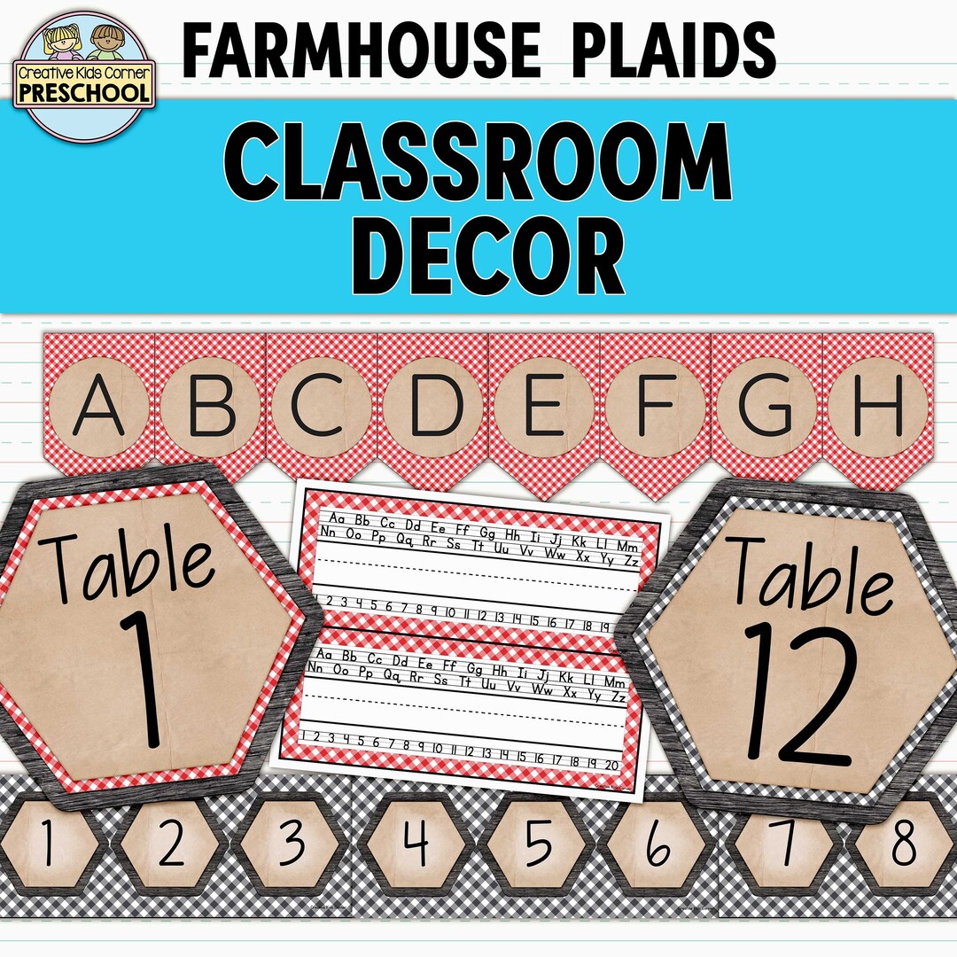 Farmhouse Plaids Classroom Decor -banners-word Wall-number Line-desk ...