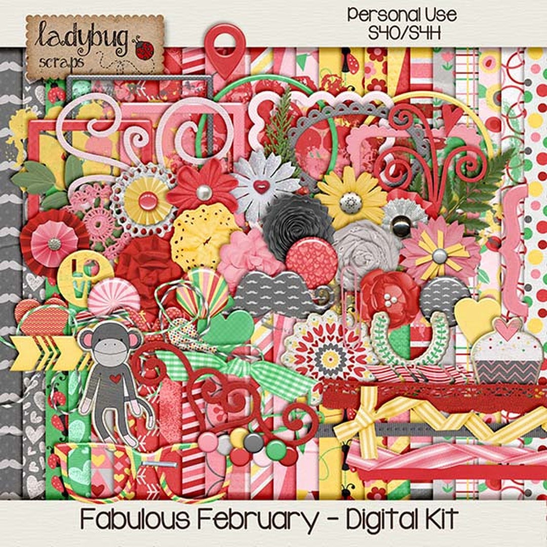Fabulous February Digital Scrapbooking Kit - Etsy