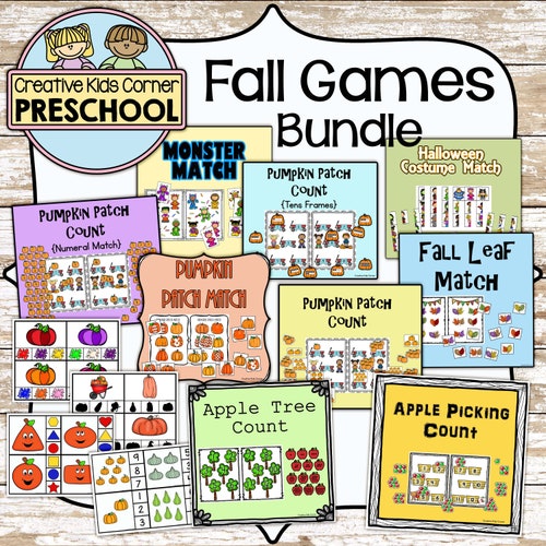 Fall Game Bundle preschool File Folder and Clip-it Games | Etsy
