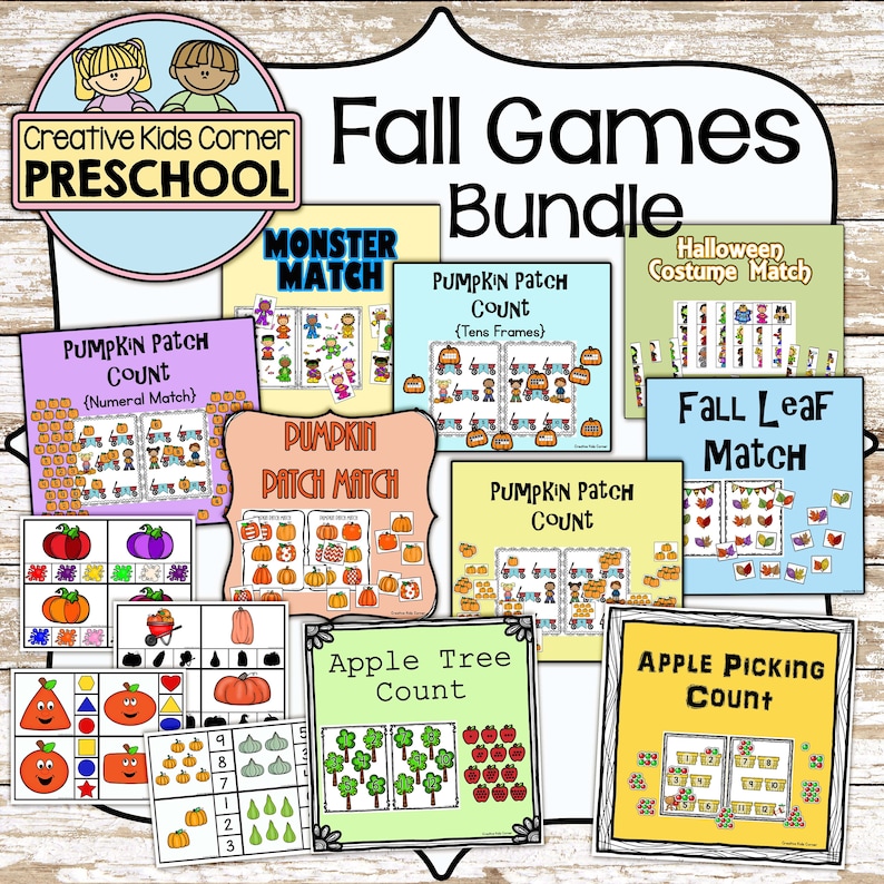 Fall Game Bundle {preschool File Folder and Clip-it Games} - Etsy