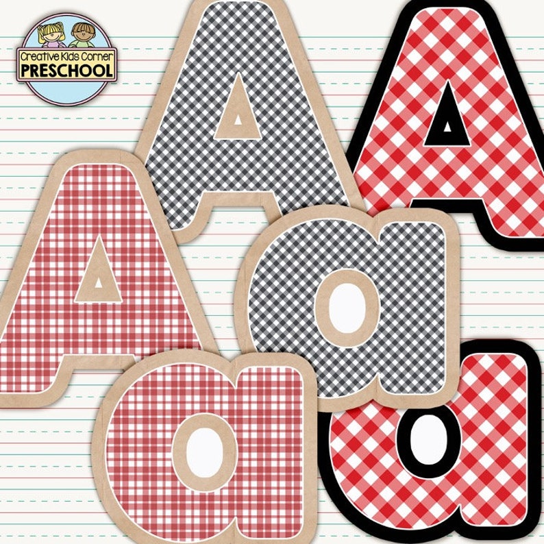 Farmhouse Plaids Bulletin Board Letters - Classroom-decorations ...