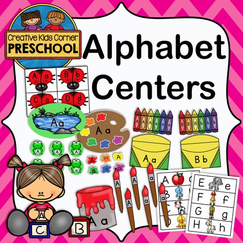 Alphabet Centers preschool & Kindergarten Learning Activity | Etsy
