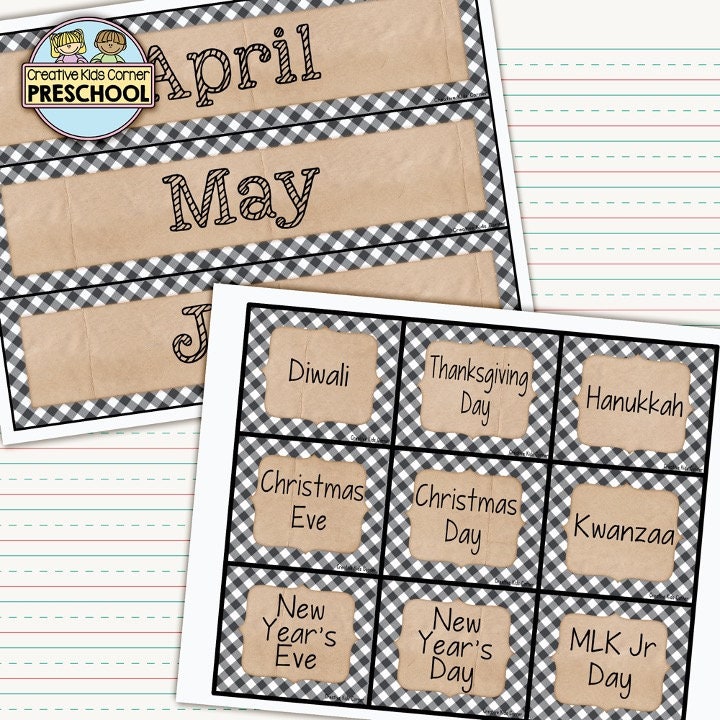 Farmhouse Plaids Classroom Calendar - Decor-decorations-educations ...