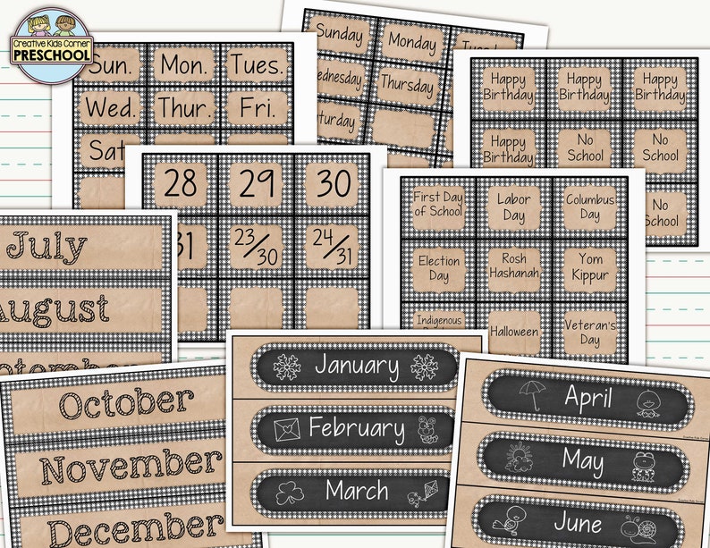 Farmhouse Plaids Classroom Calendar - Decor-decorations-educations ...