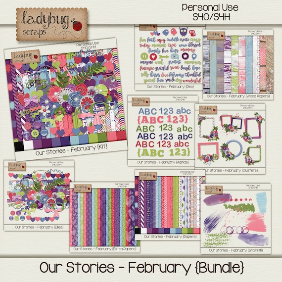 Our Stories February Bundle digital Scrapbooking Bundle - Etsy