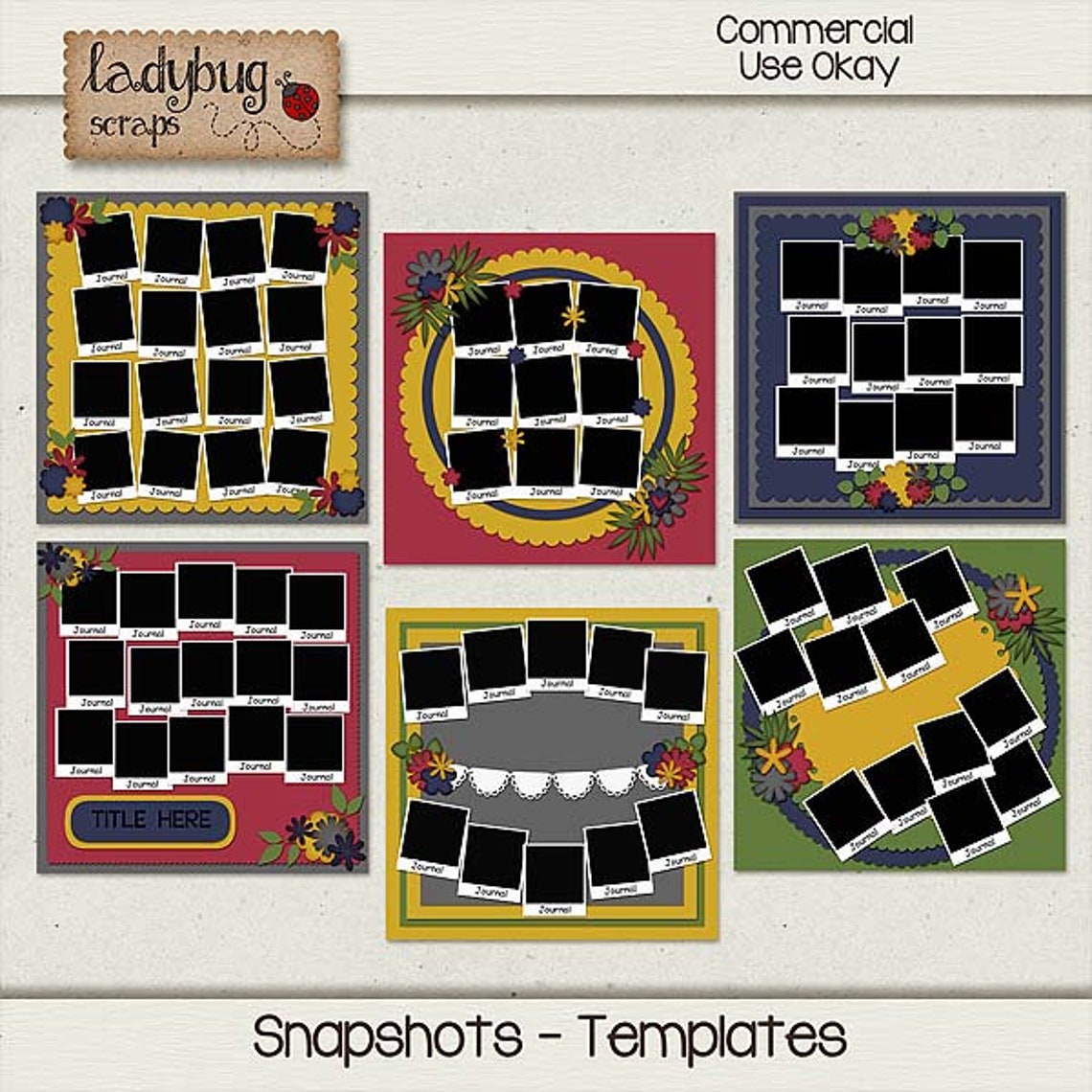 Snapshots Templates, High Quality 12x12 Digital Scrapbook Templates ...