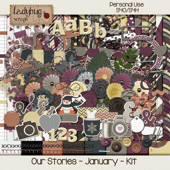 Our Stories January Digital Scrapbook Kit - Etsy