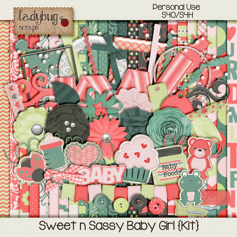 Sweet N Sassy Baby Girl digital Scrapbooking Kit - Etsy