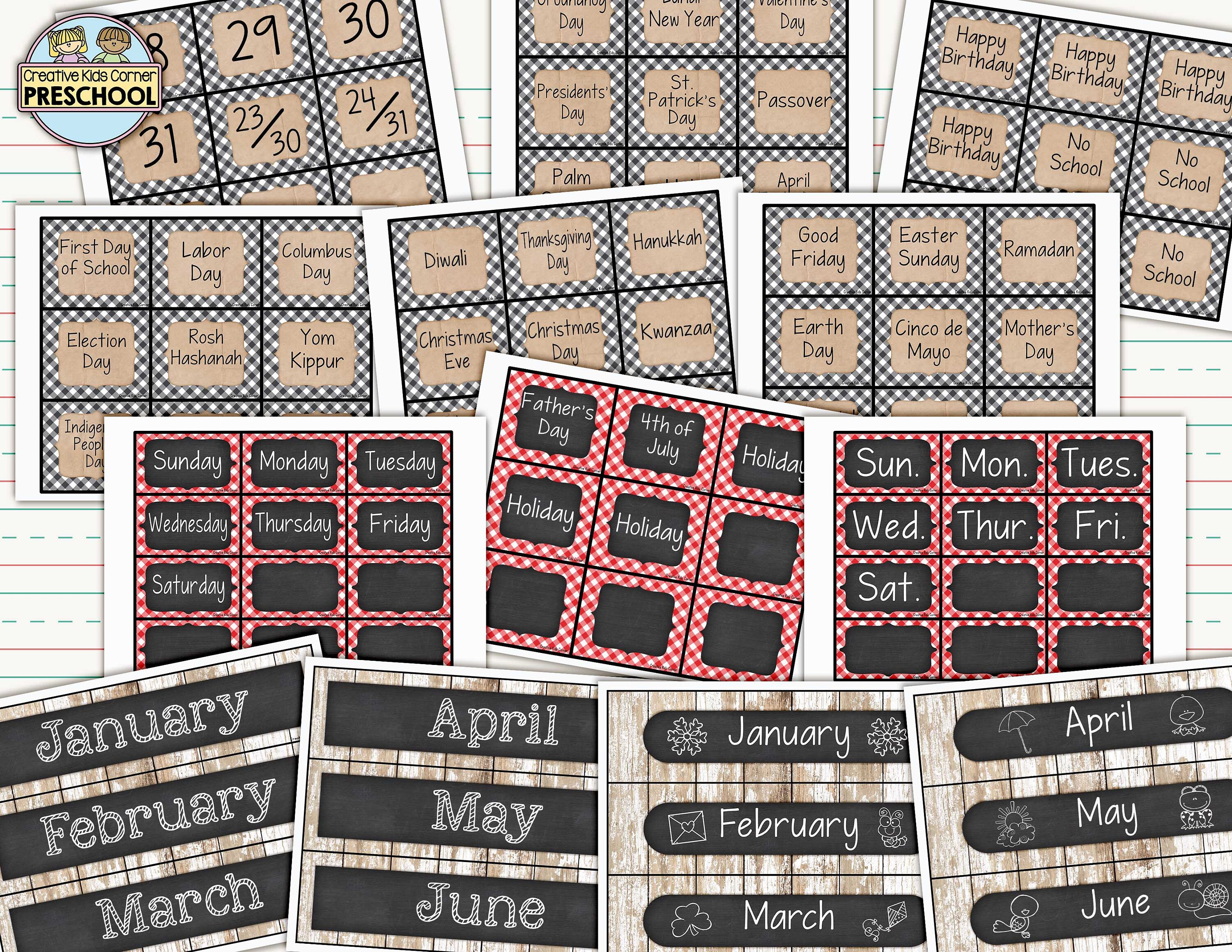 Farmhouse Plaids Classroom Calendar - Decor-decorations-educations ...