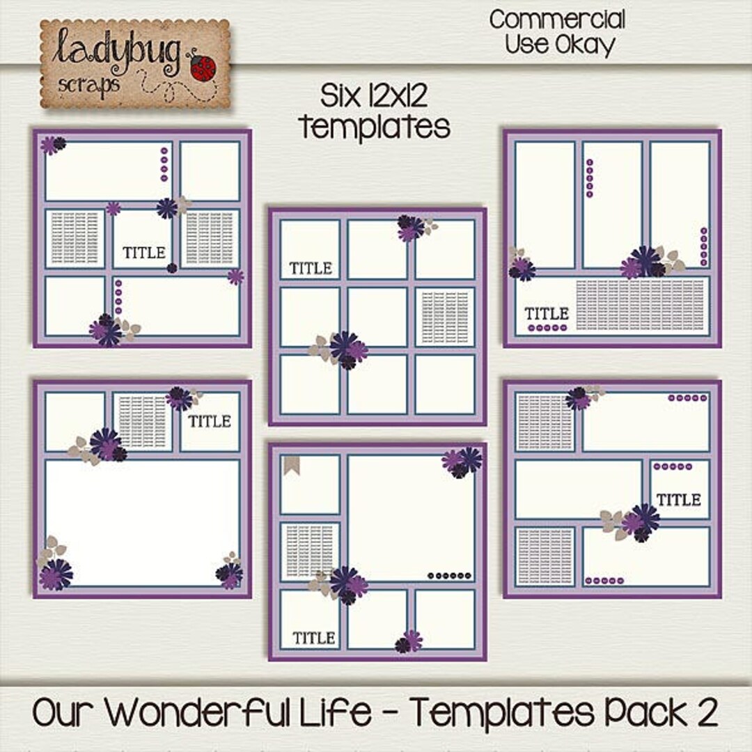 Our Wonderful Life Templates, Pack 2, High Quality, 12x12, Digital ...