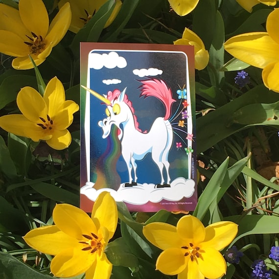 Unicorn Throwing up Rainbow and Farting Butterflies Foil - Etsy