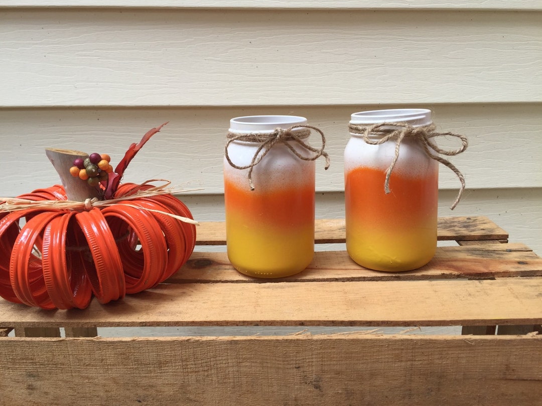 Candy Corn Mason Jar, Mason Jar Decor, Fall Decor, Halloween ...