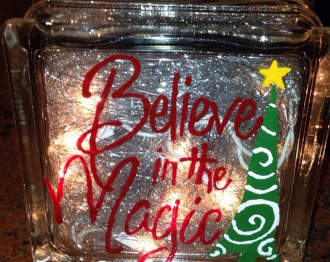 Glass Block Christmas Light up Blocks, Believe in the Magic, Let It ...