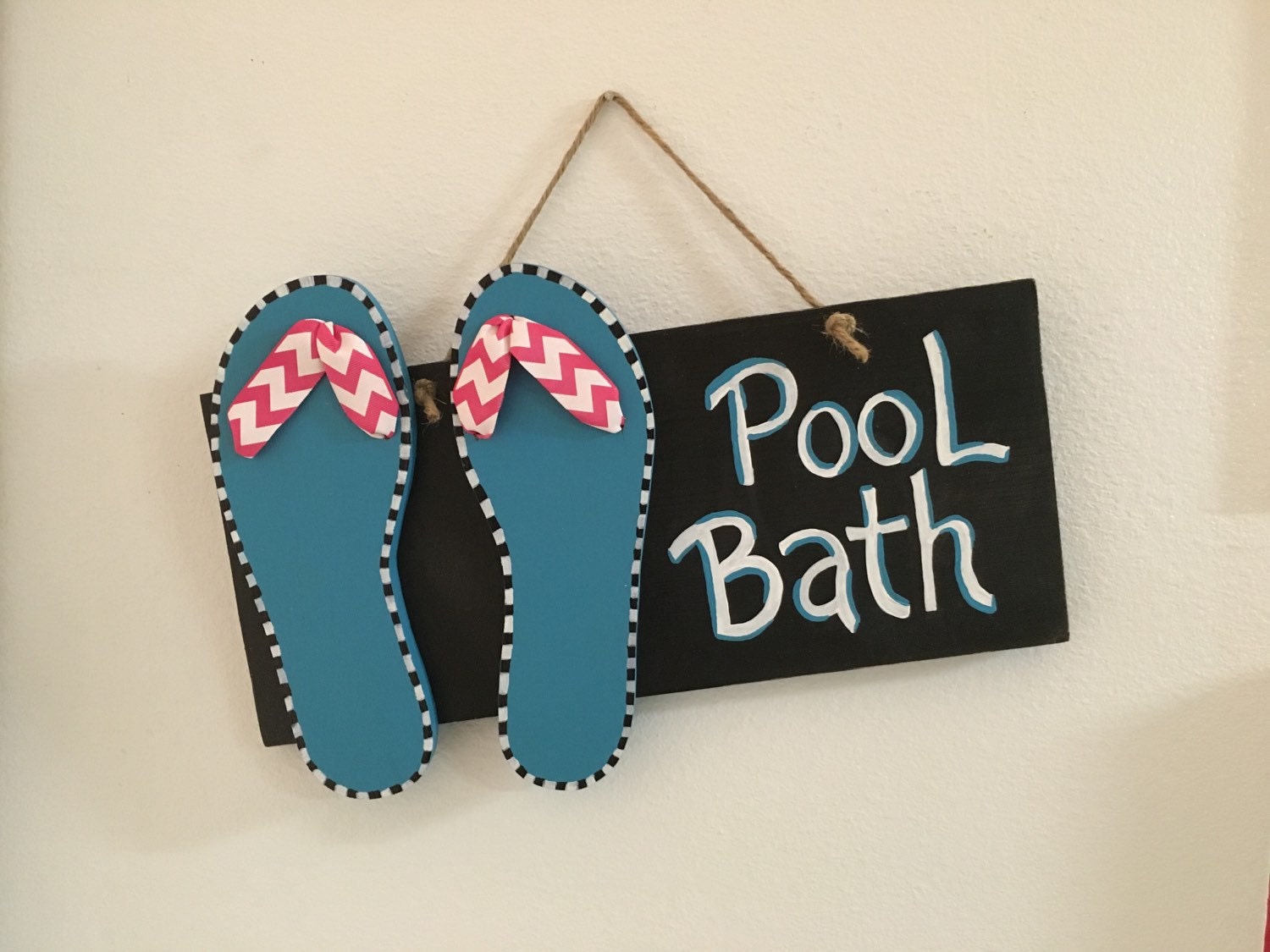 Pool Bathroom Sign Flip Flops Summer Decor Pool - Etsy
